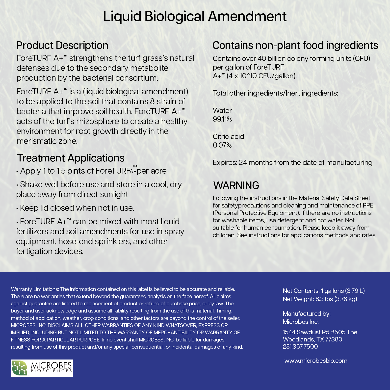 ForeTURF A+™ Label | Microbes BioSciences